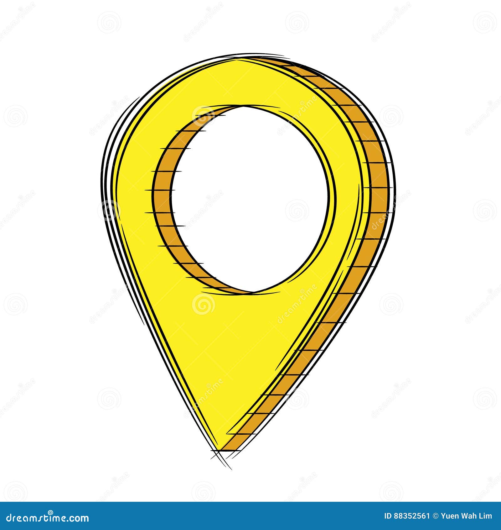 Illustration of Cute Cartoon Doodle of 3D Map Pointer Icon. EPS8 Stock ...