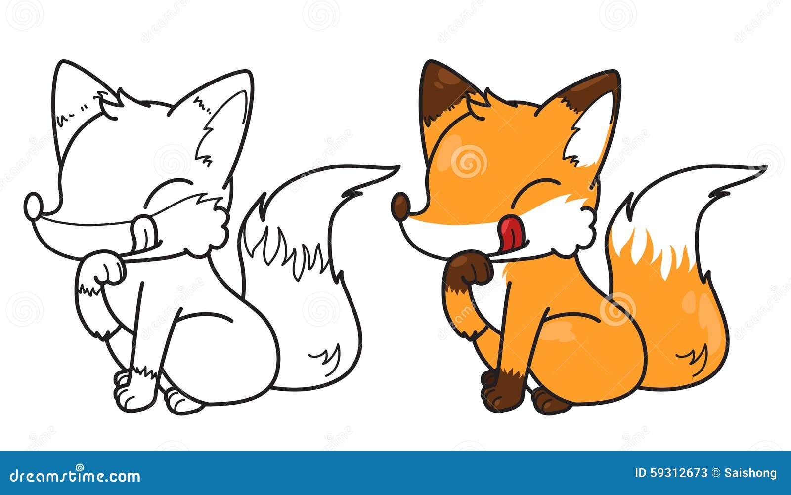 Illustration of Cute Cartoon Foxy Stock Vector - Illustration of small ...