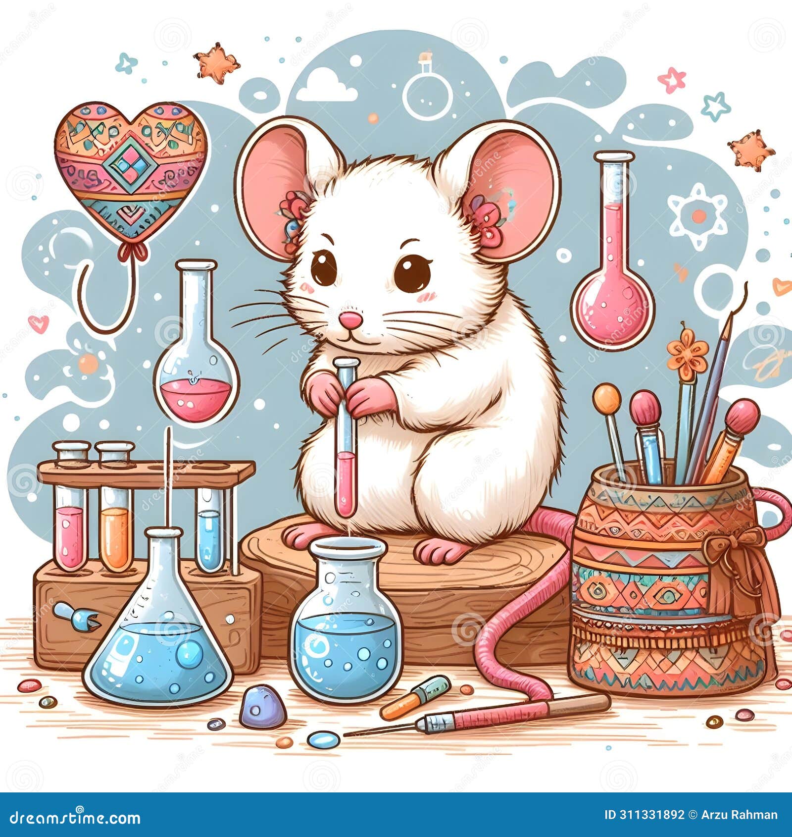 Cute Cartoon Mouse Doing a Science Experiment Stock Illustration ...