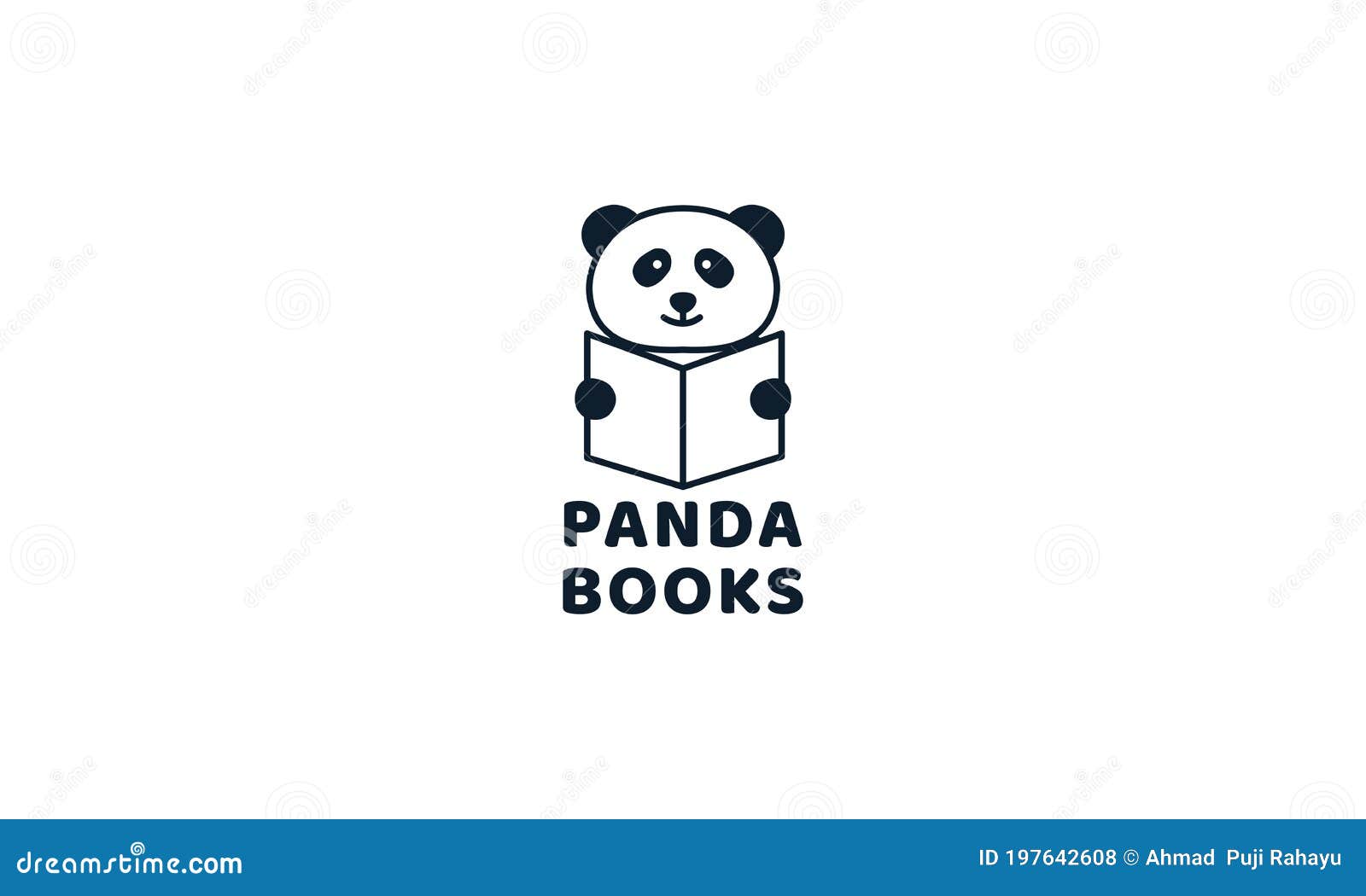 Illustration Cute Cartoon Panda Head with Book Read Logo Icon Vector ...