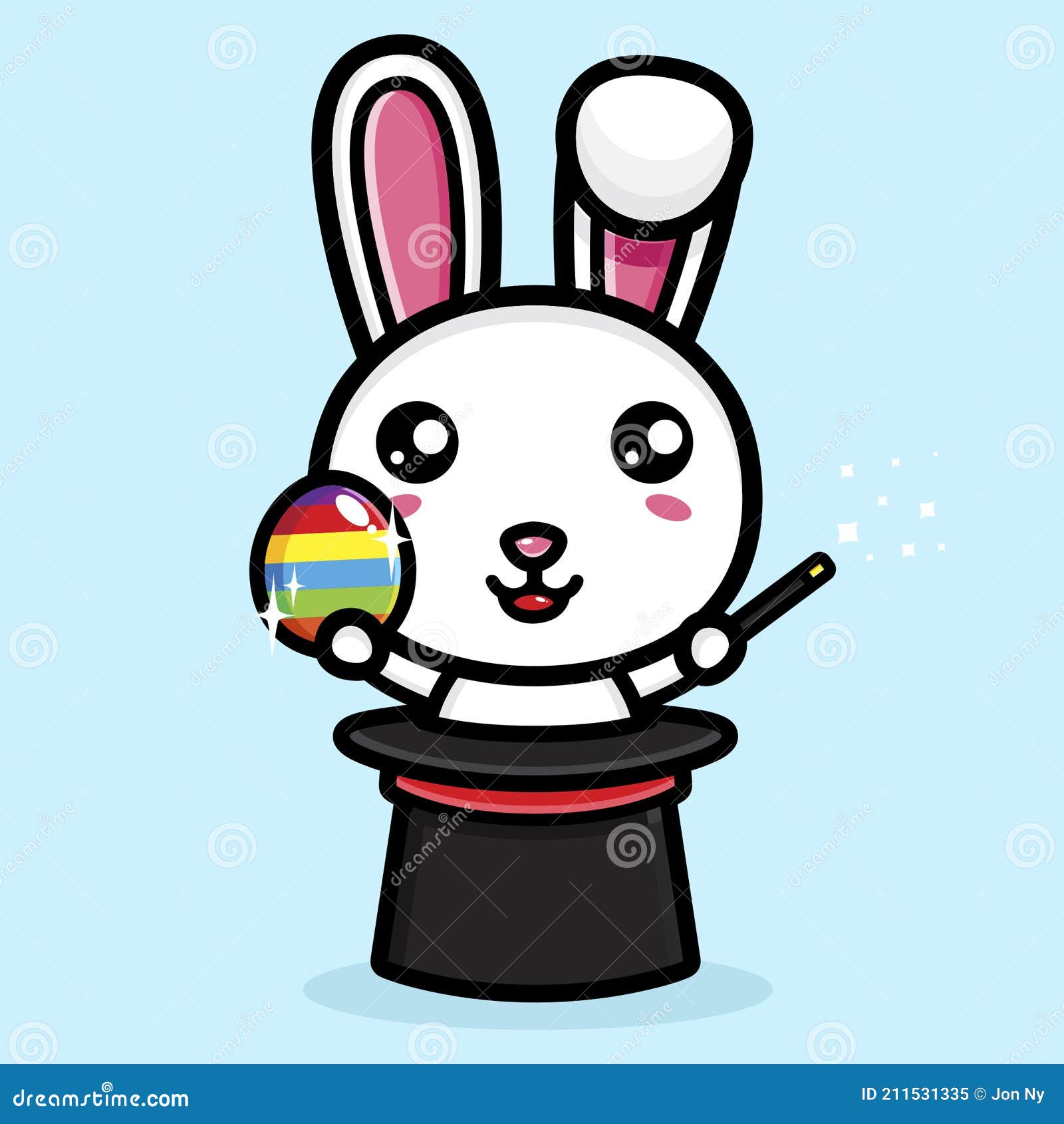 Cute Cartoon Rabbit Characters Juggling Easter Eggs on Easter Day Stock ...