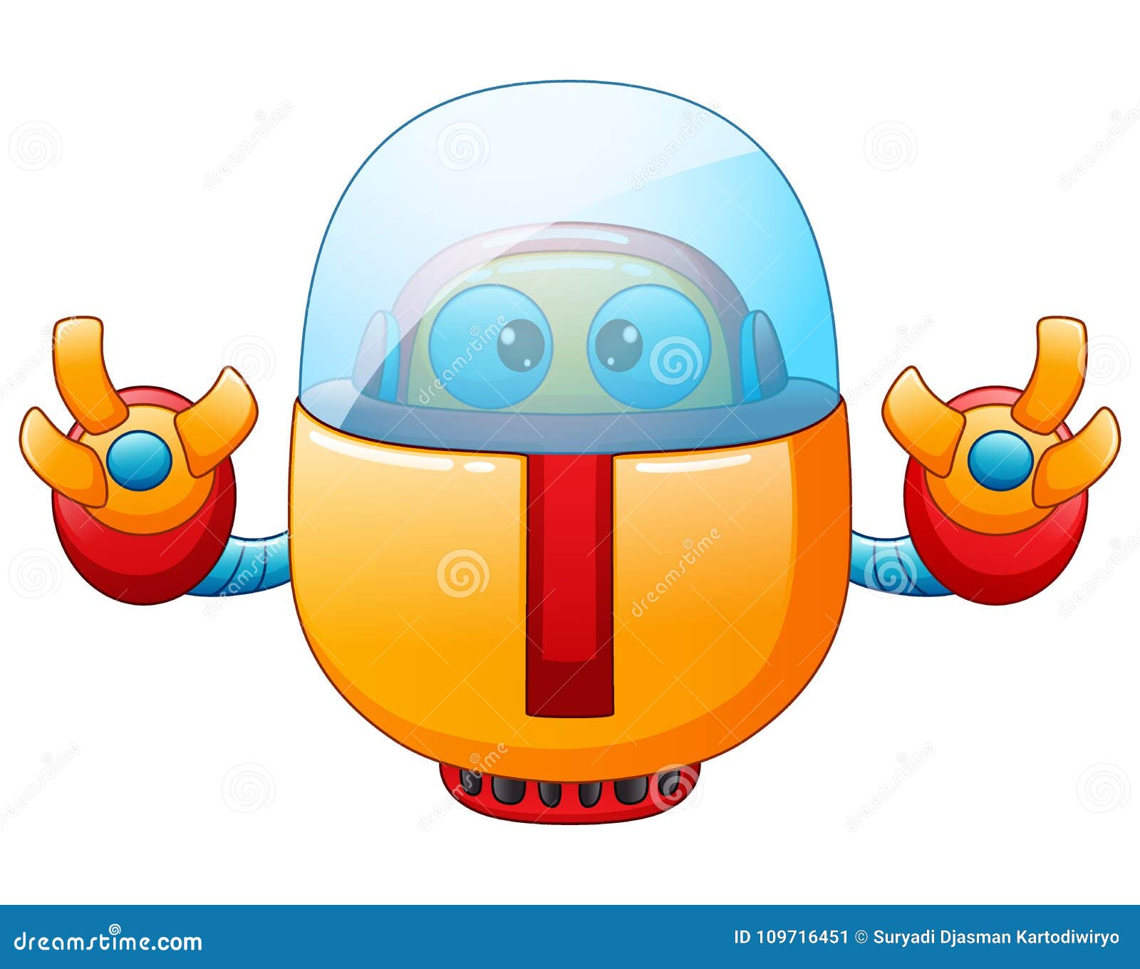 Cute Cartoon Robot Isolated on White Background Stock Vector ...