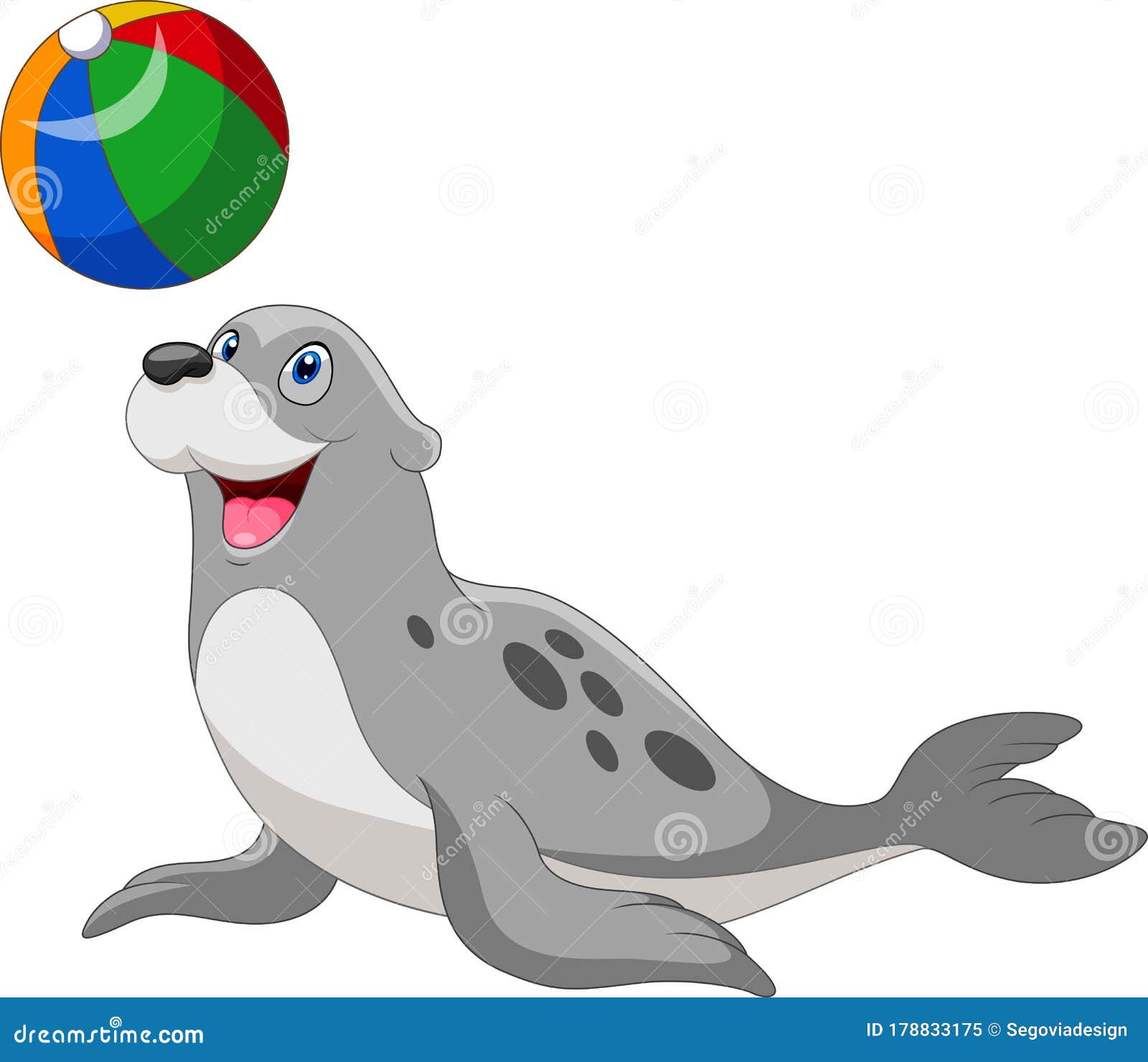 A Cute Cartoon Seal Swimming Stock Vector Illustration Of Harp