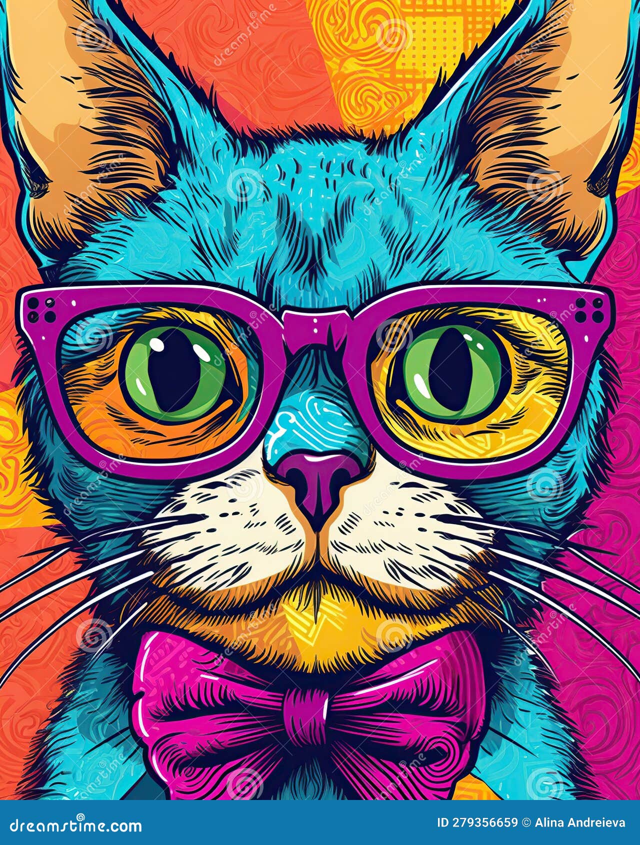 Illustration of Cute Cat with Eyeglasses Stock Illustration ...