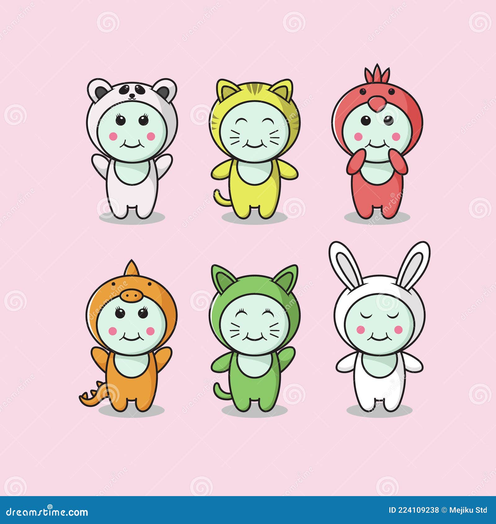 Illustration Cute Characters Set of Funny Cartoon Animals Stock Vector ...