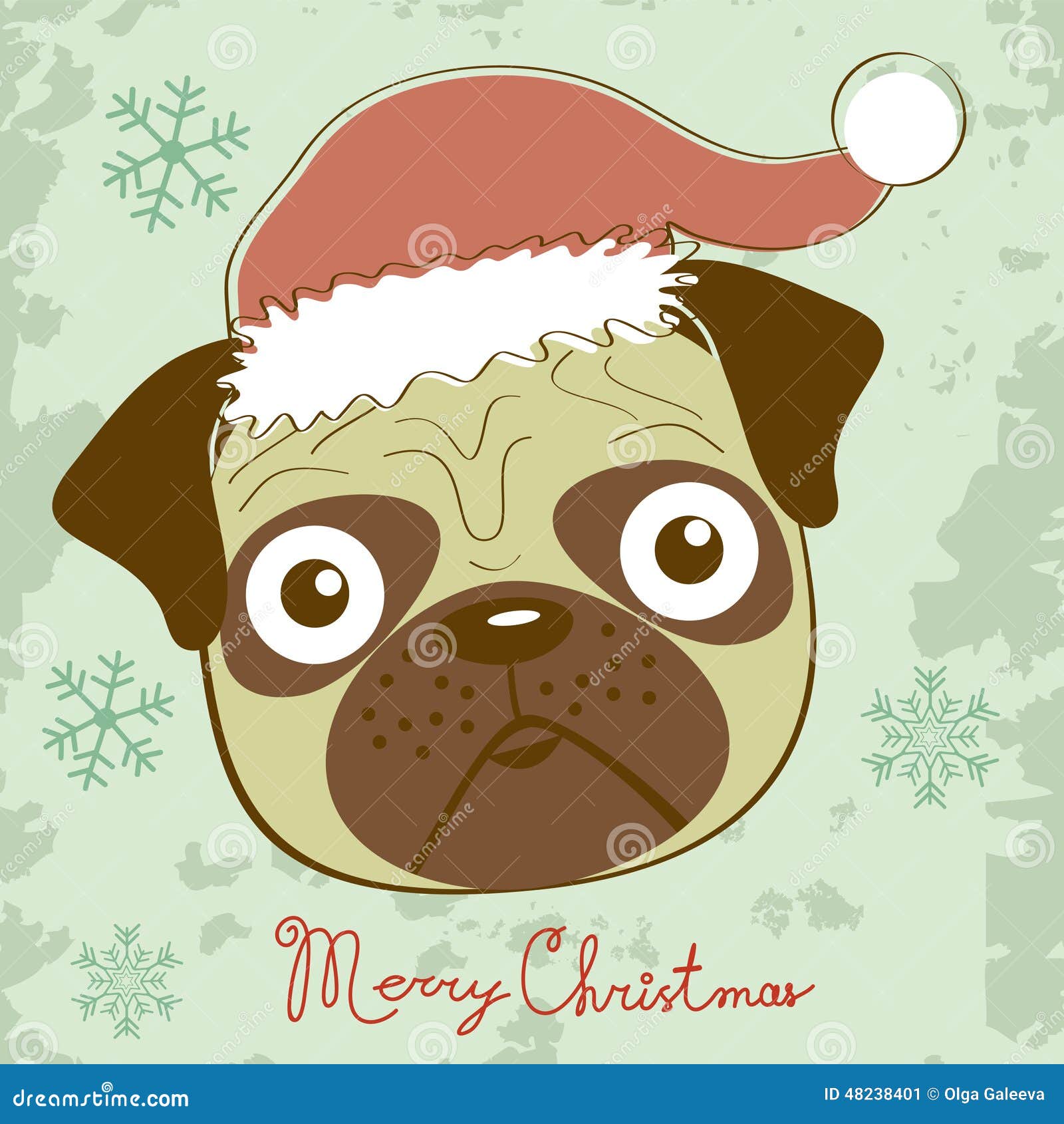 Illustration of Cute Christmas Pug Stock Vector - Illustration of ...