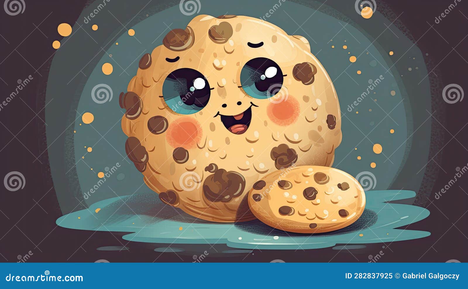 Illustration of a Cute Cookie with Eyes and Smiling Face Stock ...