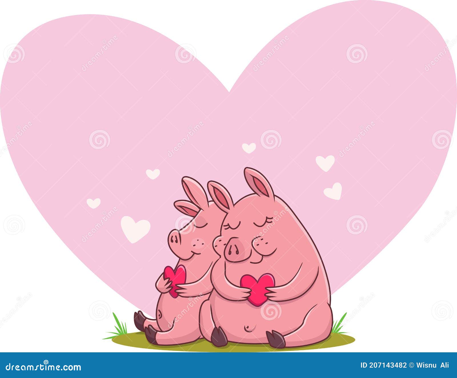 Illustration of Cute Couple Pig in Love Stock Vector - Illustration of ...