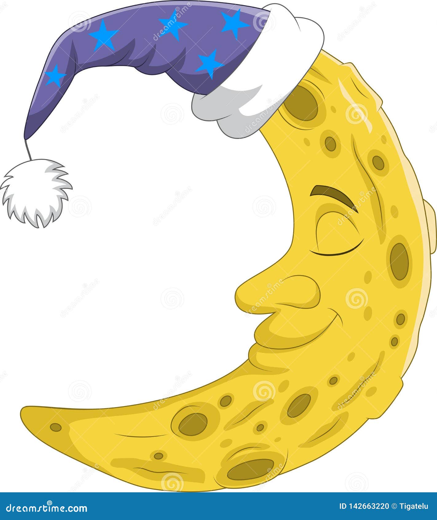 Cute Crescent Moon Using Sleeping Cap Stock Vector - Illustration of ...