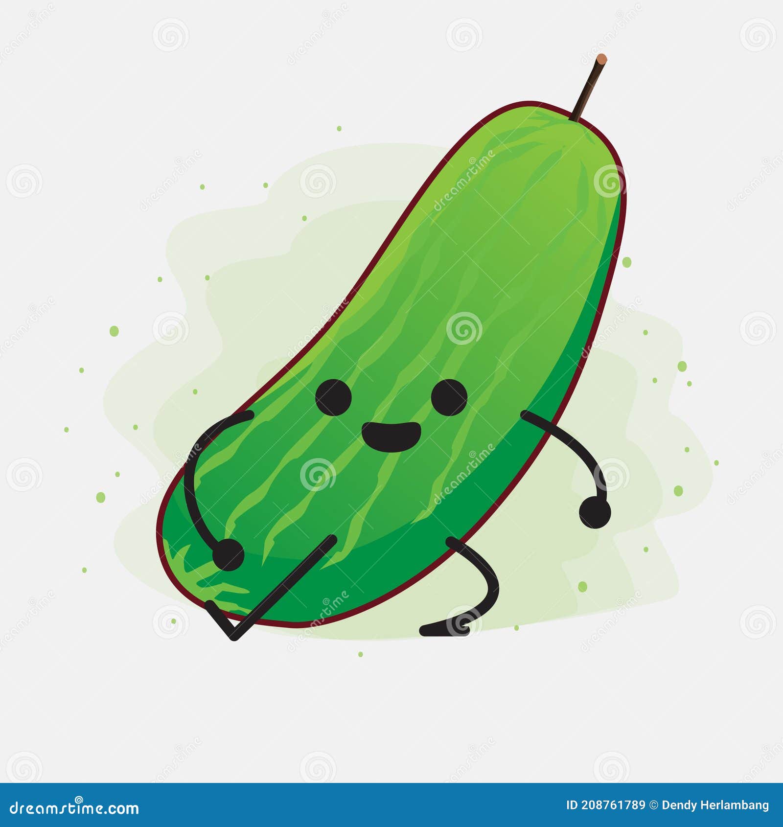 Cute Cucumber Fruit Character Vector Illustration Stock Vector ...