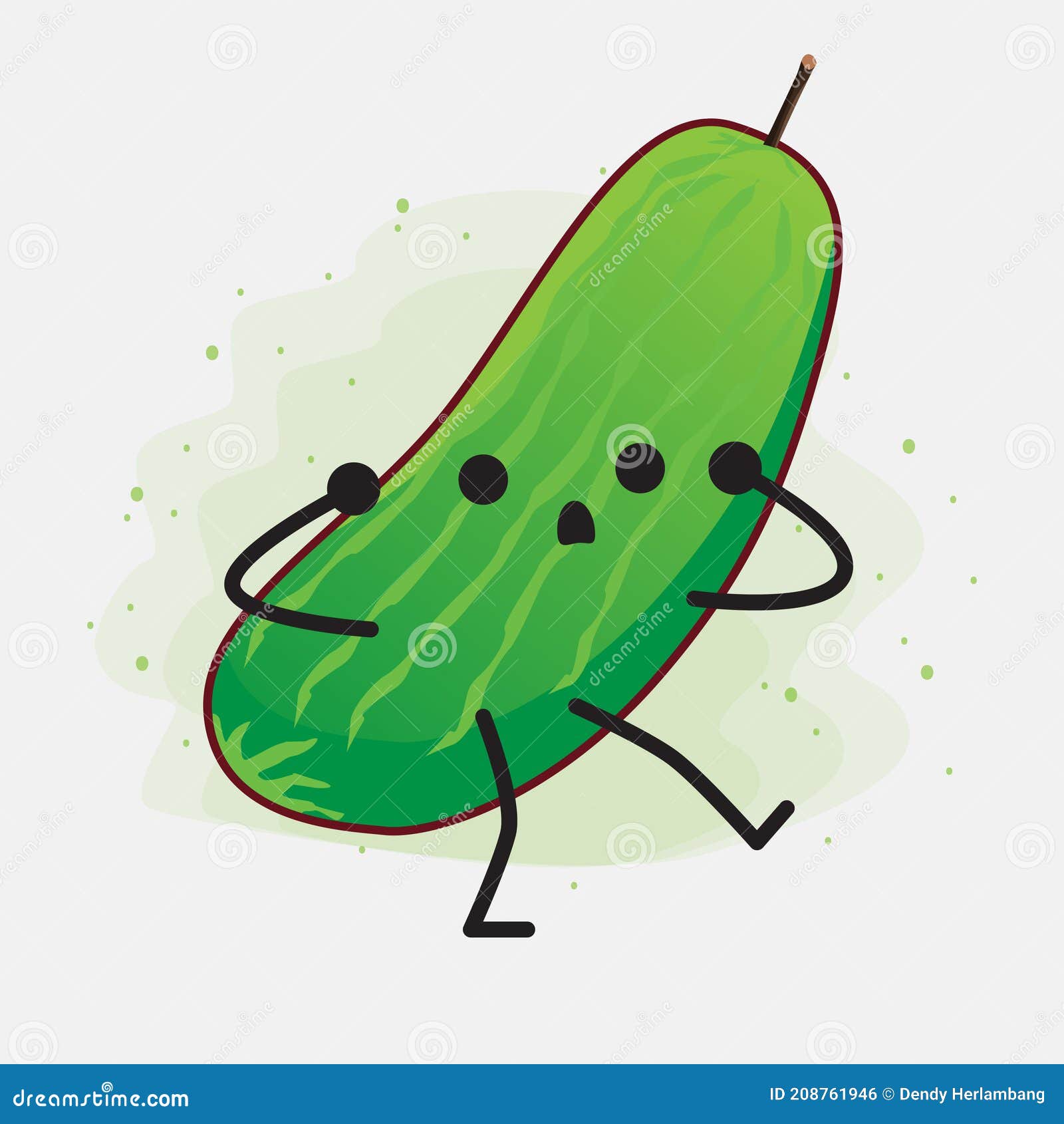 Cute Cucumber Fruit Character Vector Illustration Stock Vector ...