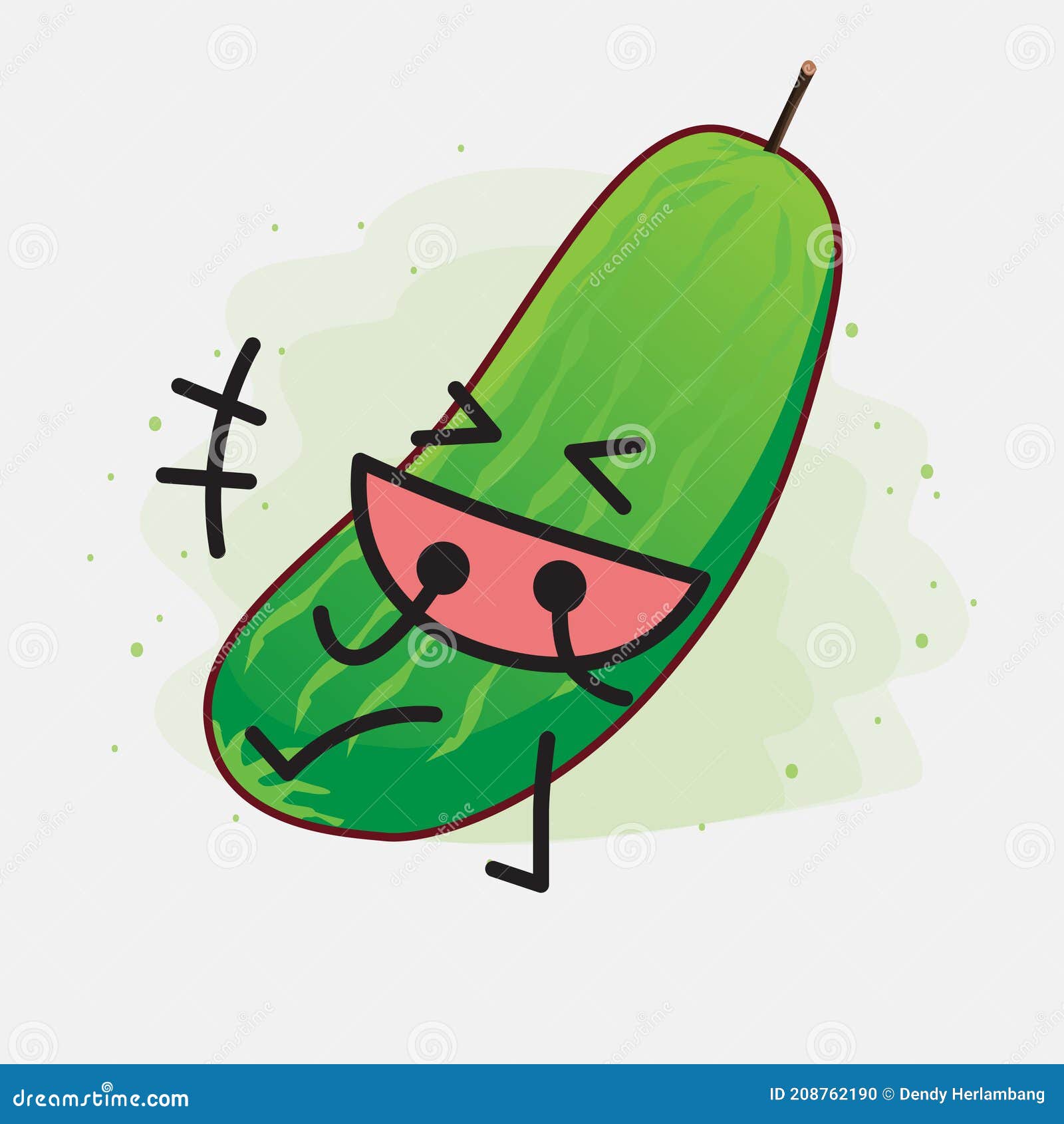 Cute Cucumber Fruit Character Vector Illustration Stock Vector ...
