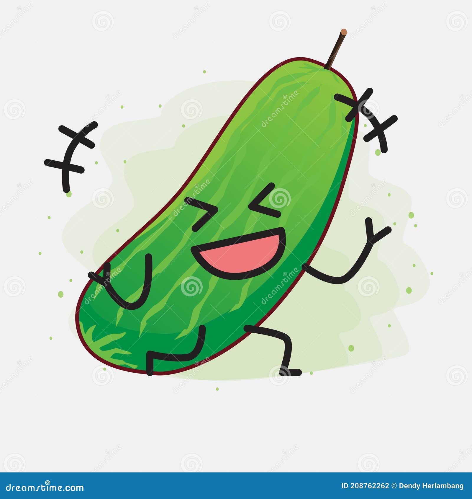 Cute Cucumber Fruit Character Vector Illustration Stock Vector ...