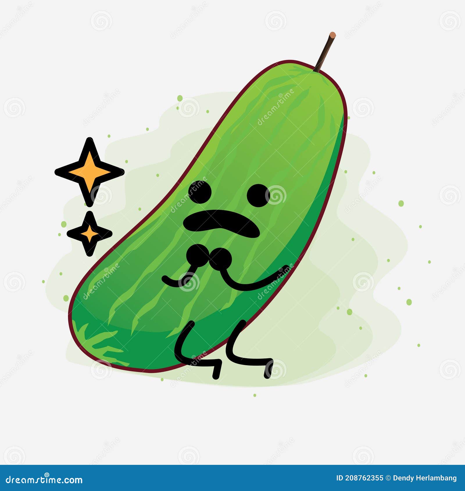 Cute Cucumber Fruit Character Vector Illustration Stock Vector ...