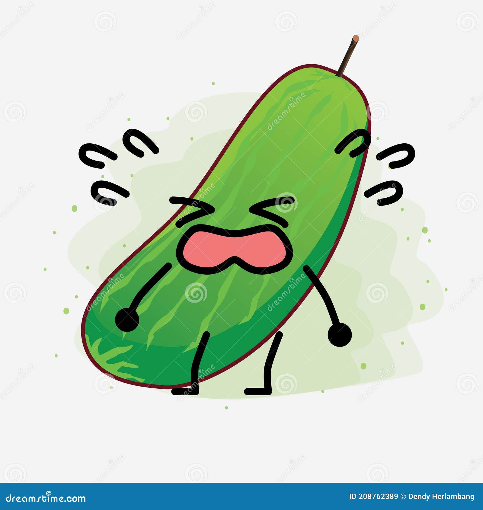 Cute Cucumber Fruit Character Vector Illustration Stock Vector ...