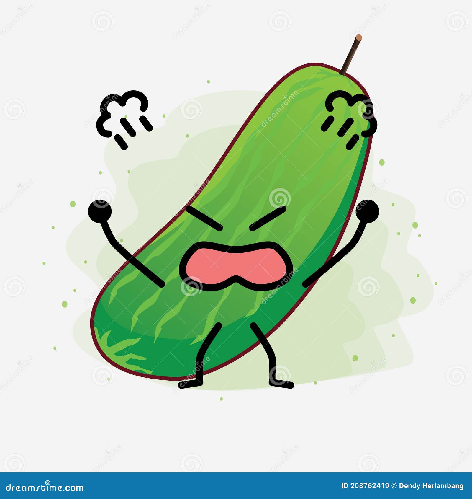 Cute Cucumber Fruit Character Vector Illustration Stock Vector ...