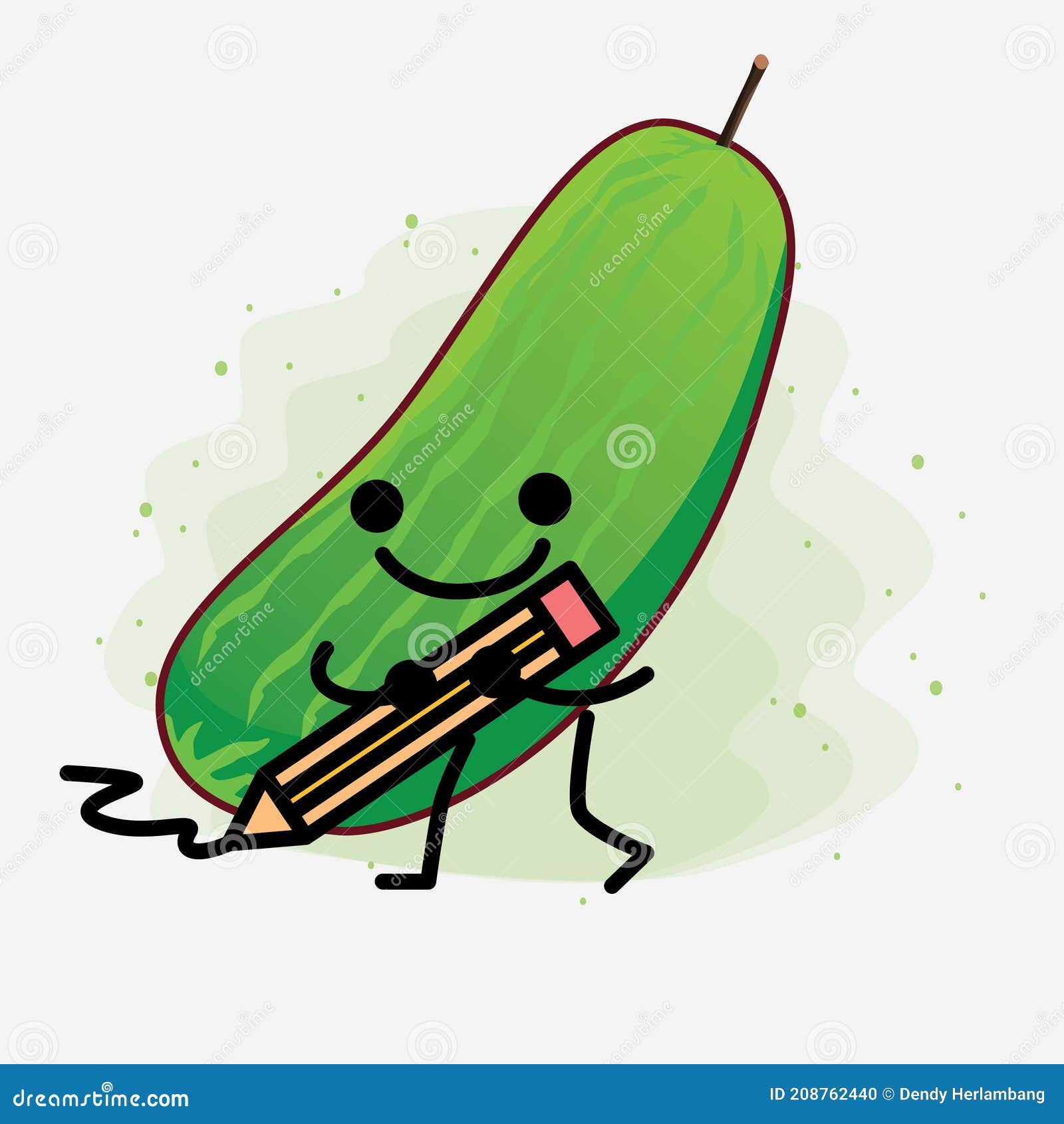Cute Cucumber Fruit Character Vector Illustration Stock Vector ...