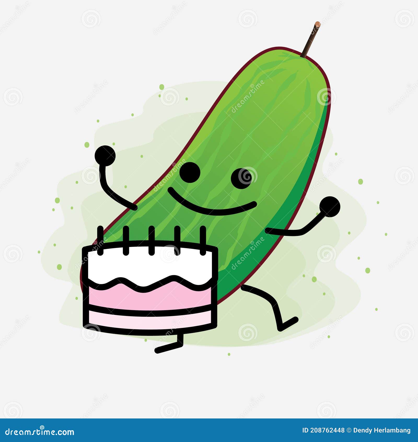 Cute Cucumber Fruit Character Vector Illustration Stock Vector ...