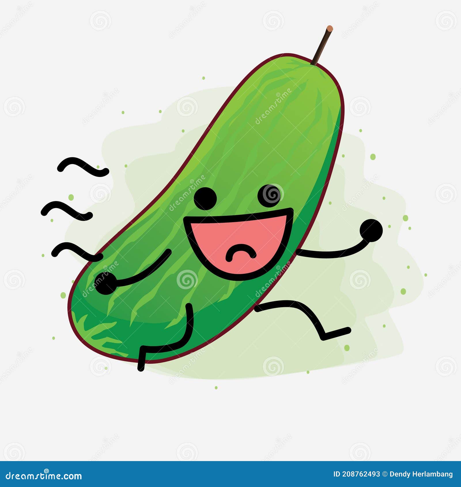Cute Cucumber Fruit Character Vector Illustration Stock Vector ...