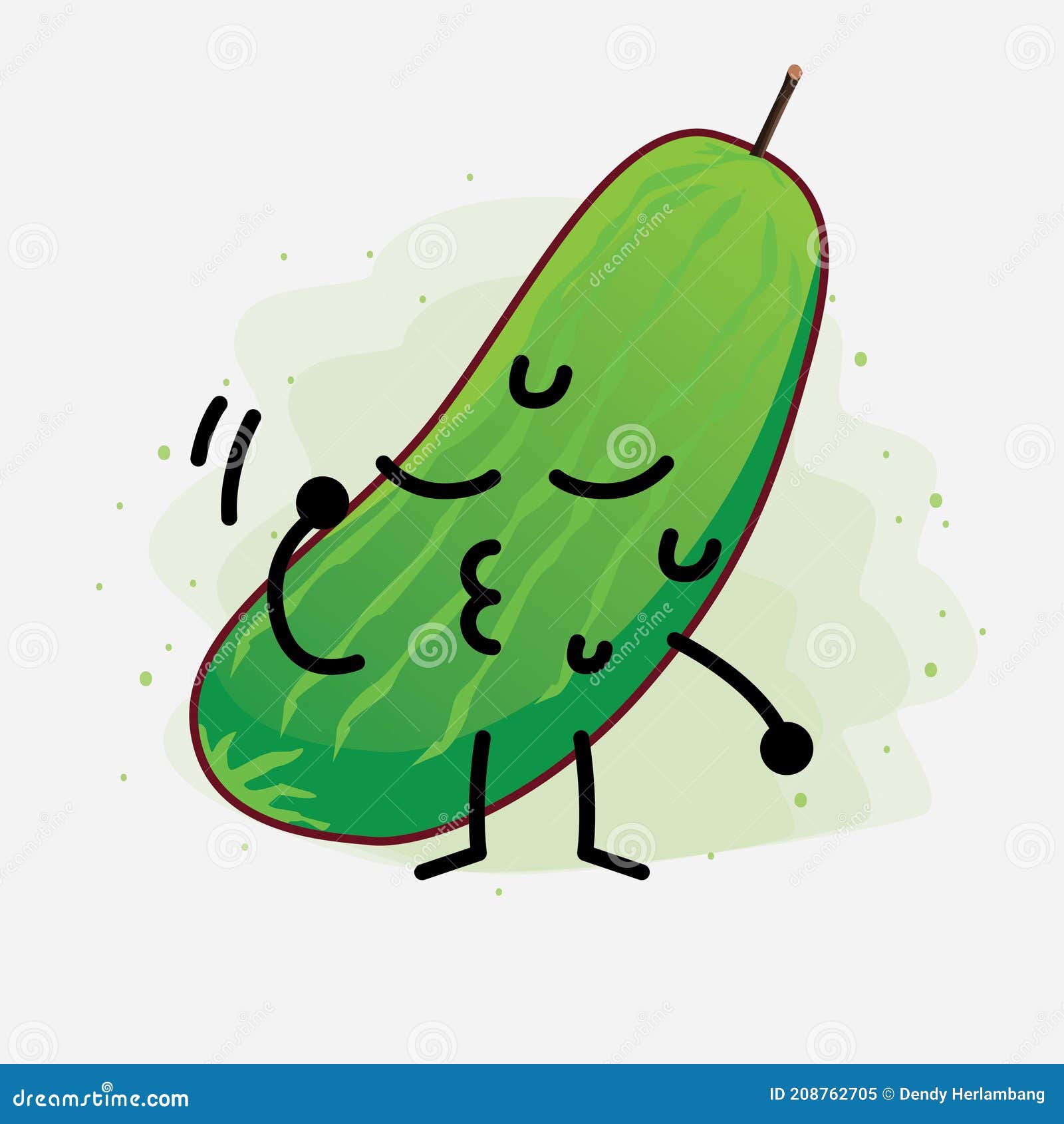 Cute Cucumber Fruit Character Vector Illustration Stock Vector ...