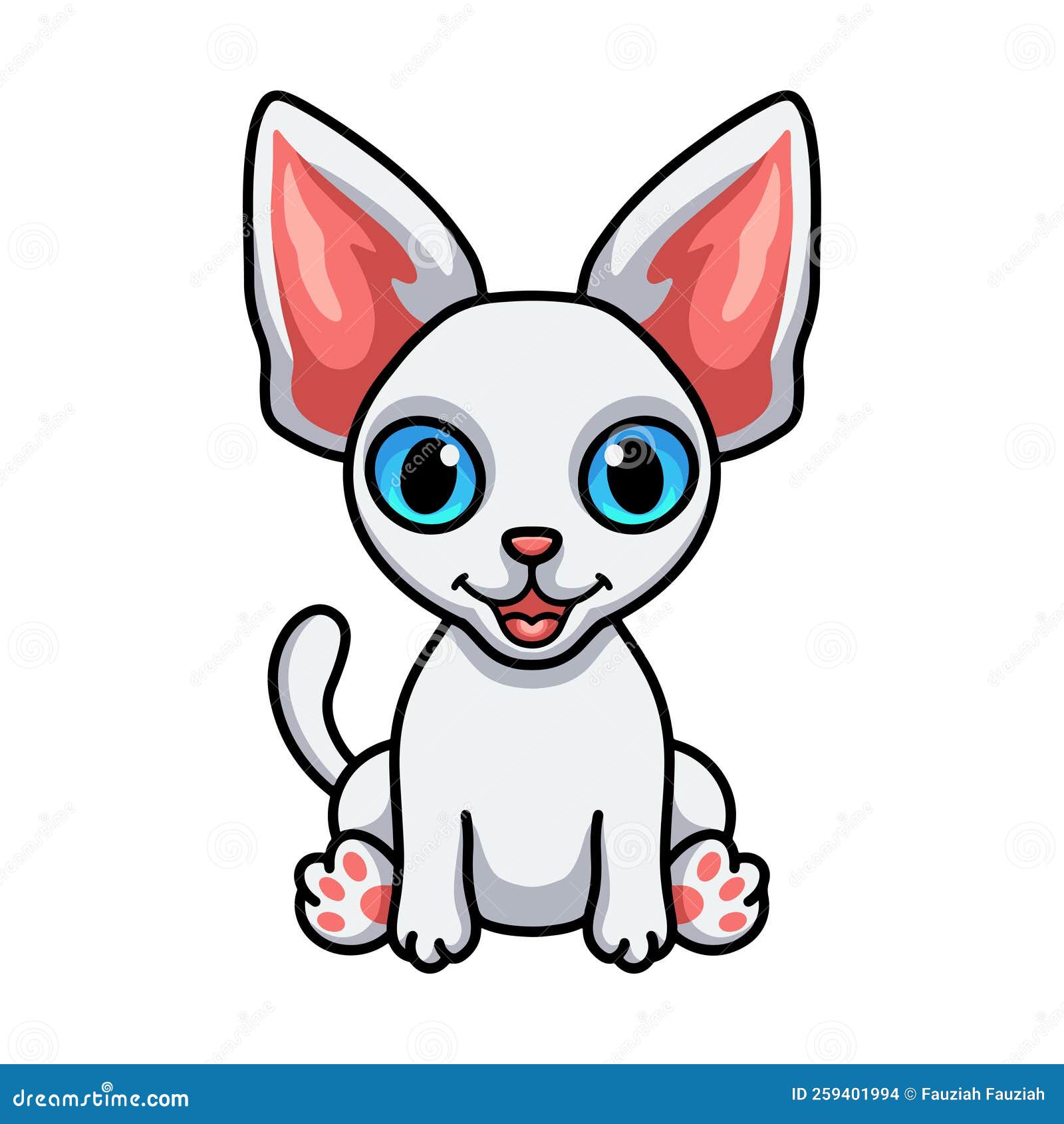 Cute Devon Rex Cat Cartoon Sitting Vector Illustration | CartoonDealer ...