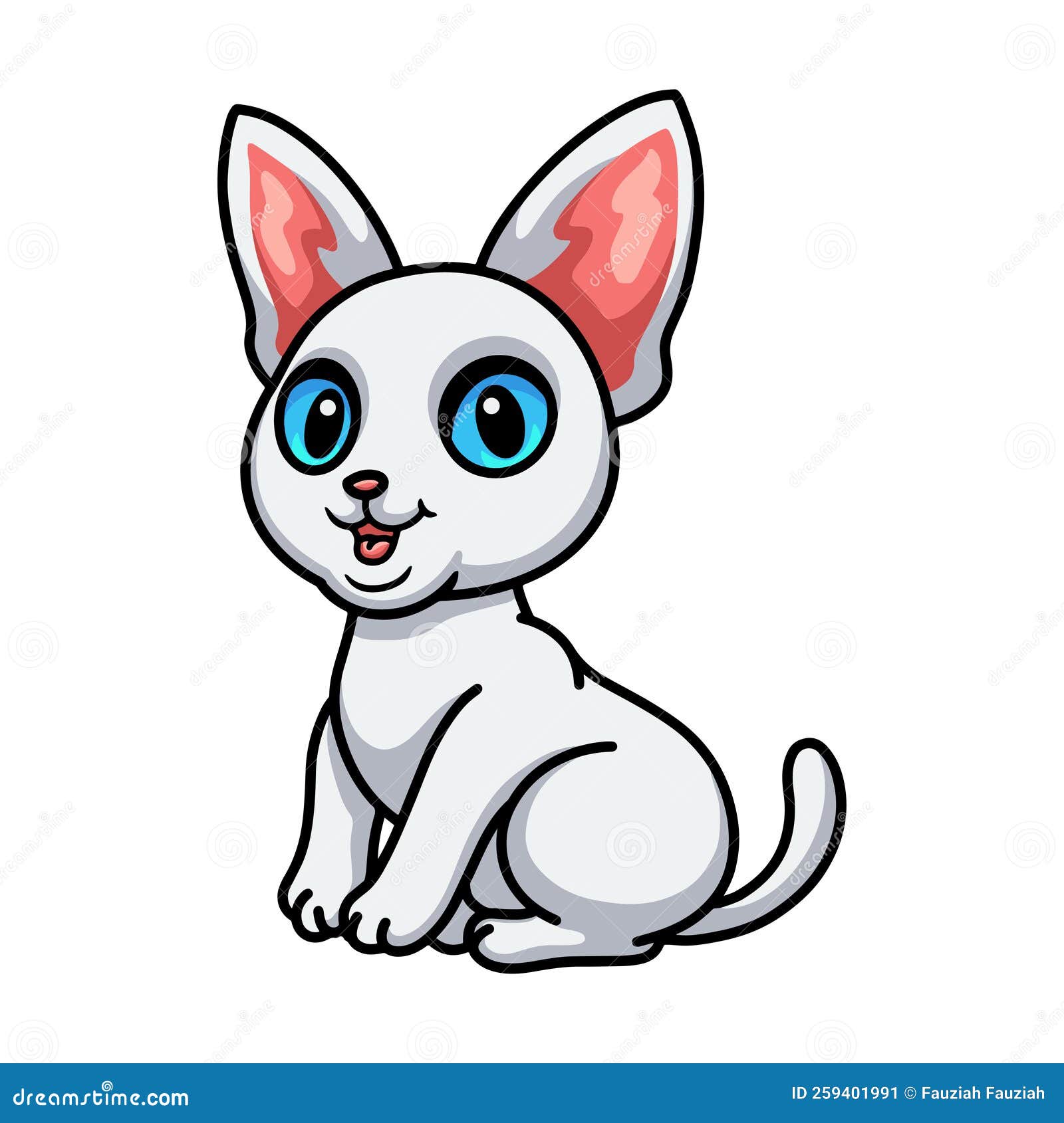 Cute Devon Rex Cat Cartoon Sitting Stock Vector - Illustration of beast ...