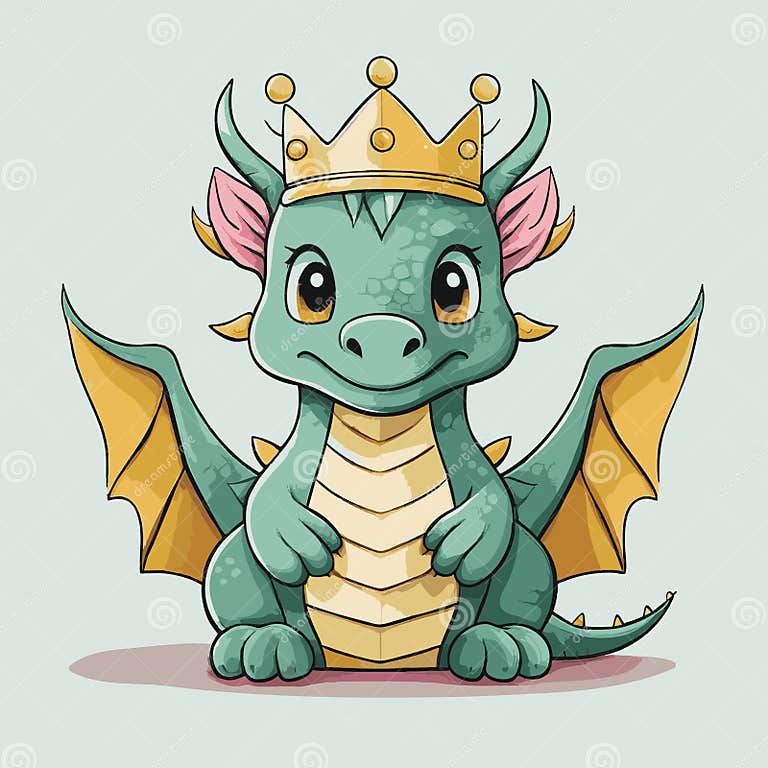 Cute Dragon with crown stock vector. Illustration of crown - 358684402