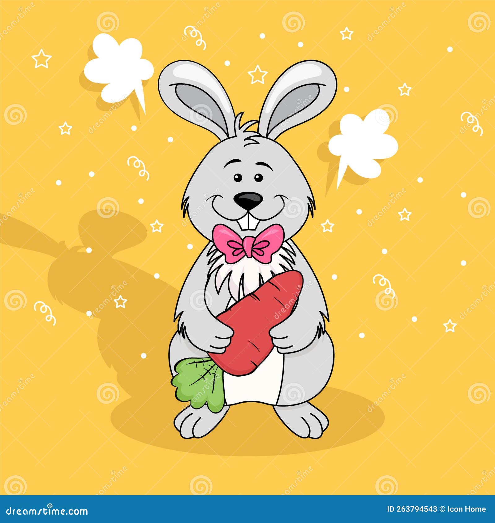 Illustration of Cute Easter Bunny. with Carrot Stock Vector ...