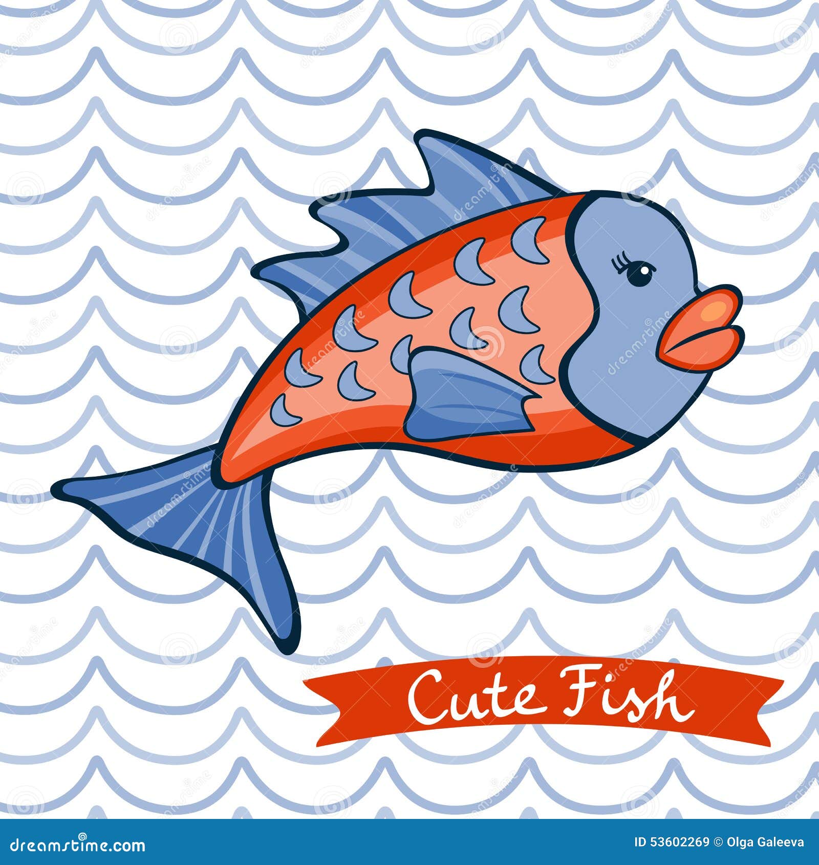 Illustration of Cute Fish Character Stock Vector - Illustration of fish ...