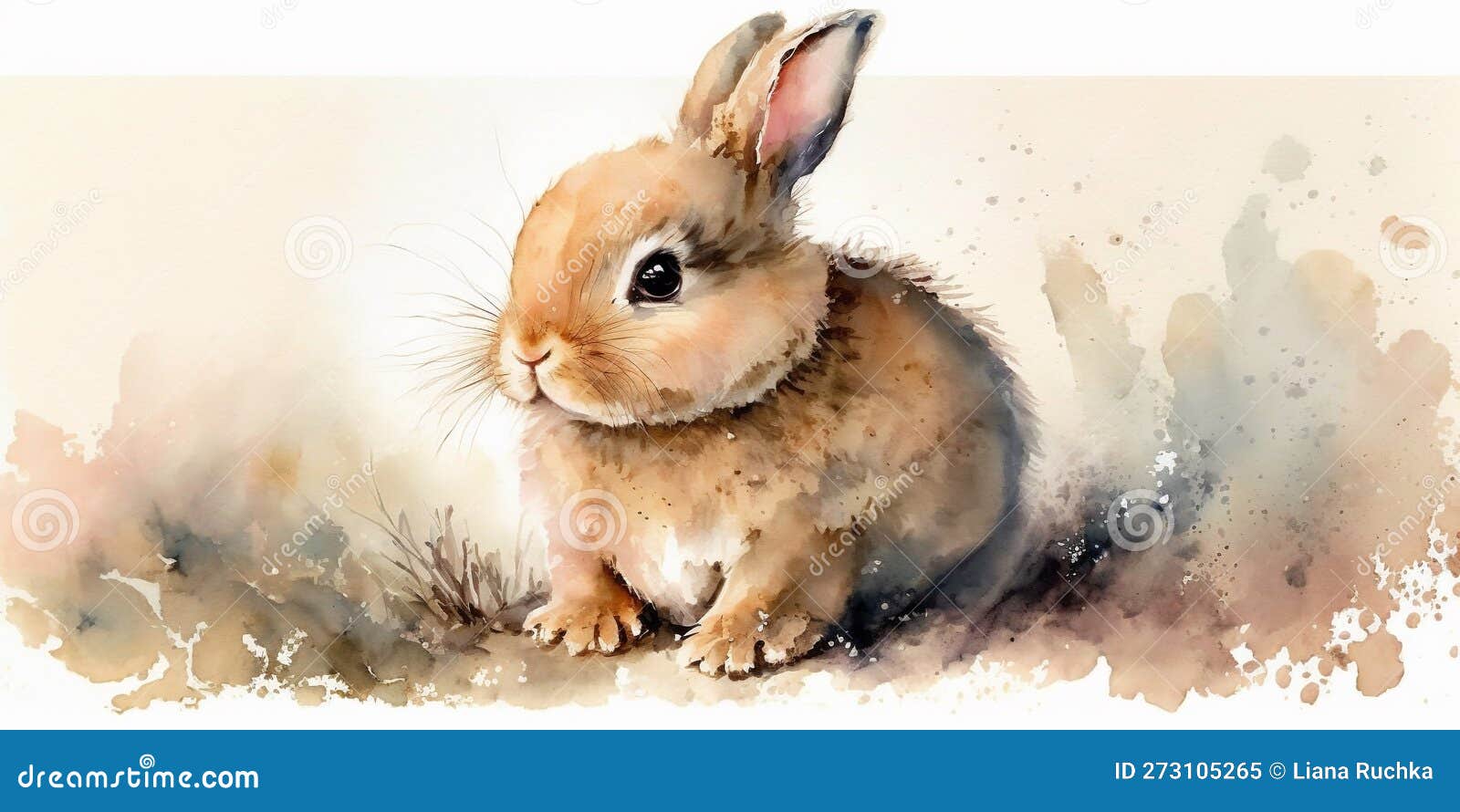 Illustration of a Cute Fluffy Bunny in the Grass, Easter Theme ...