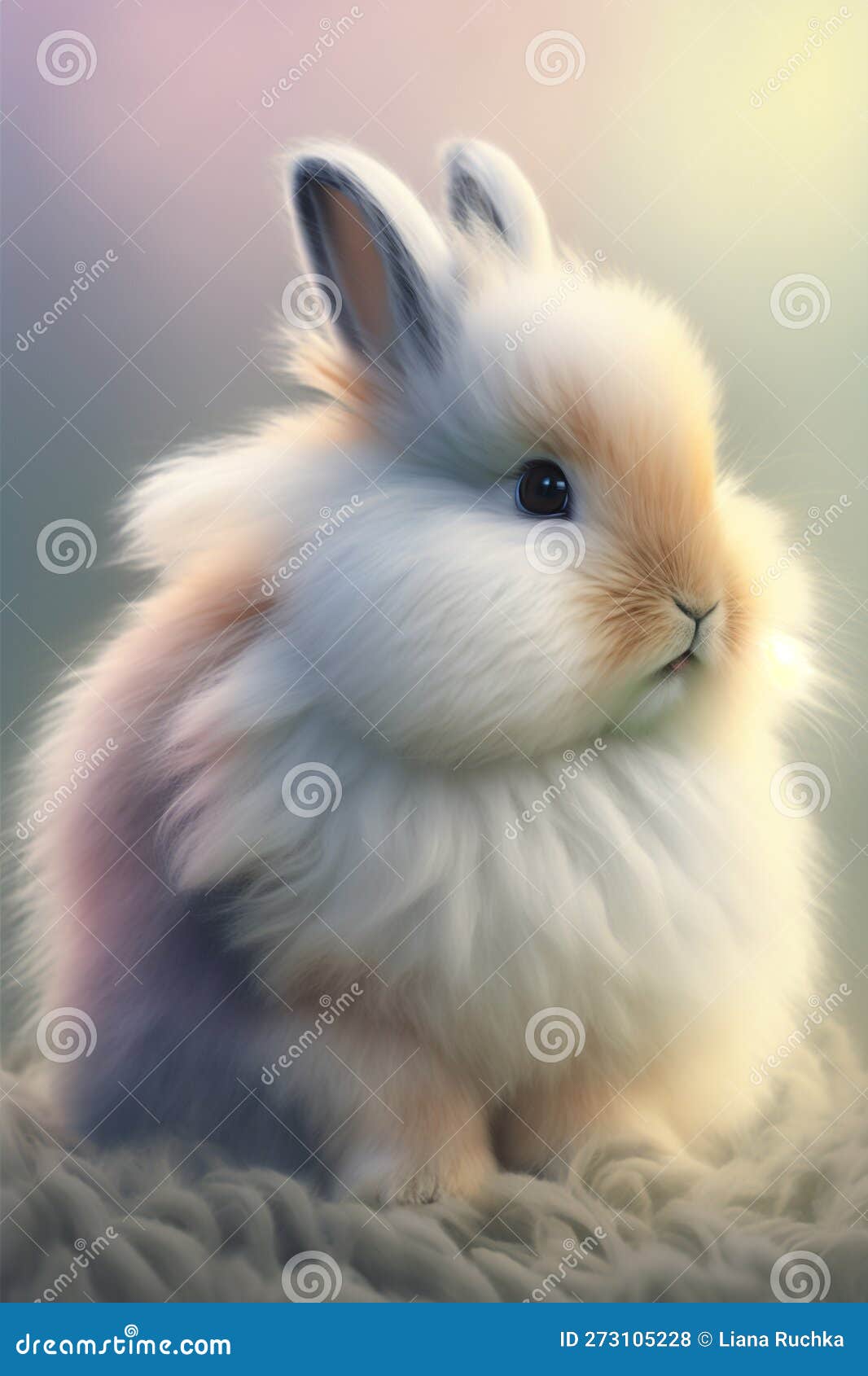 Illustration of a Cute Fluffy Bunny in the Grass, Easter Theme ...