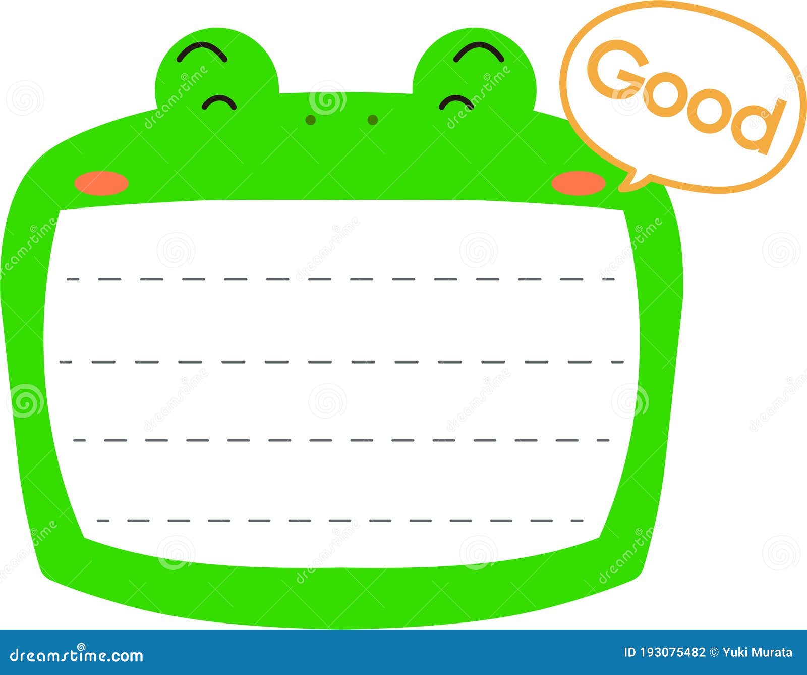 Cute frog noteboard stock vector. Illustration of text - 193075482