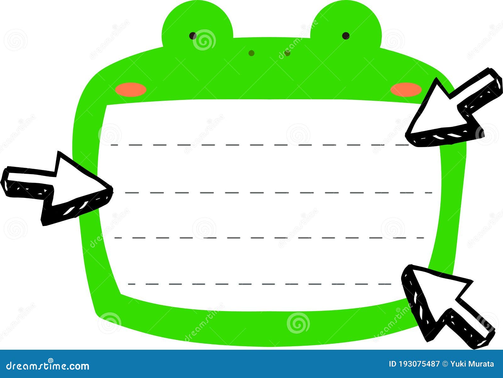 Cute frog noteboard stock vector. Illustration of text - 193075487