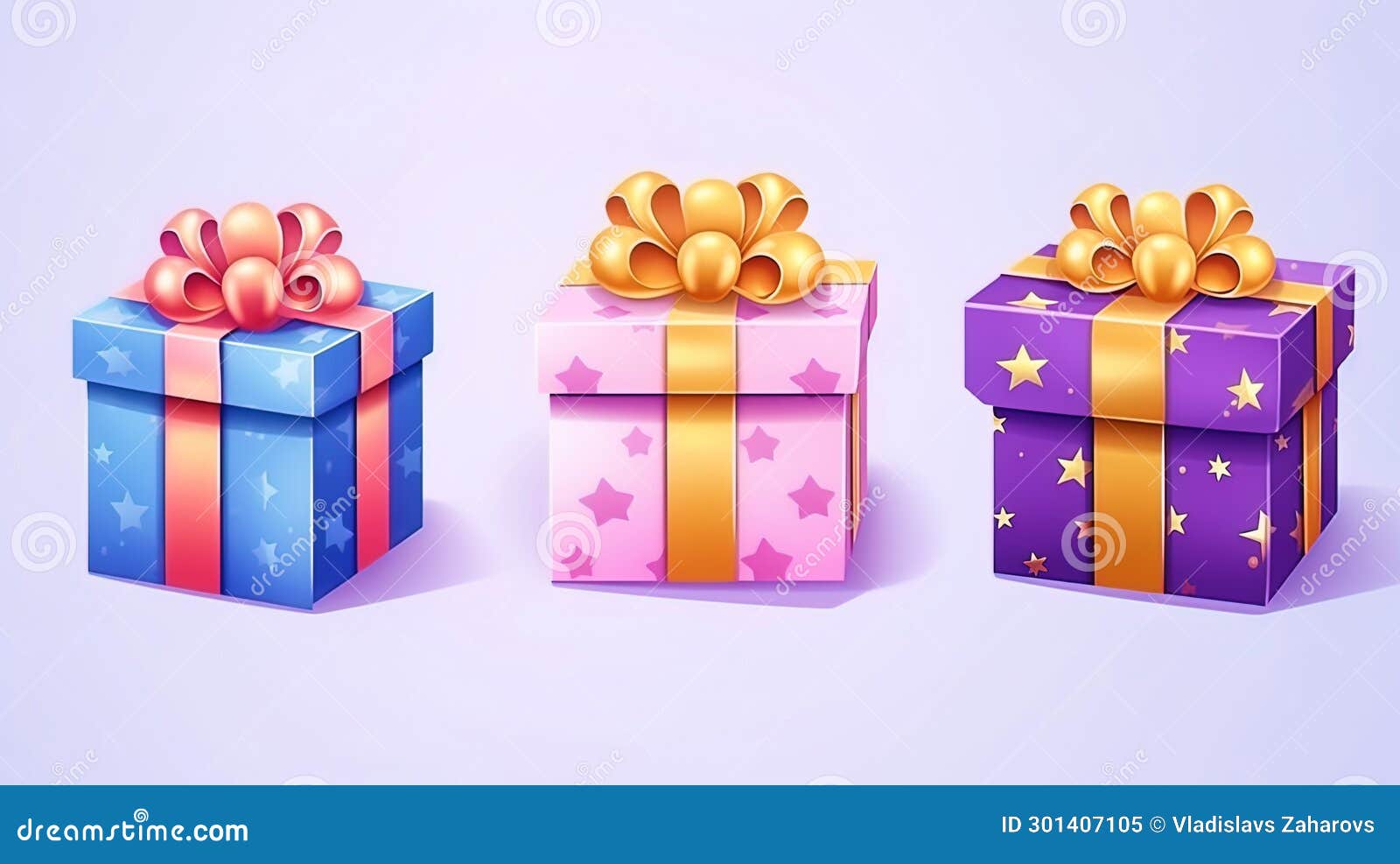 Illustration of Cute Gift Boxes with Different Patterns and Cartoon ...