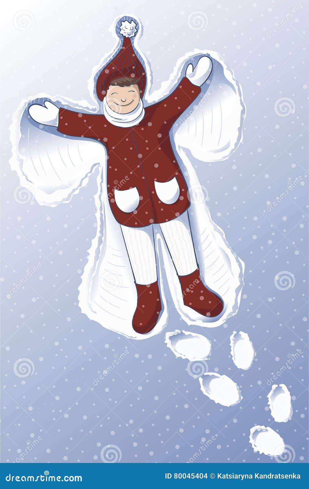 Illustration of a Cute Girl Making Snow Angel Stock Vector ...