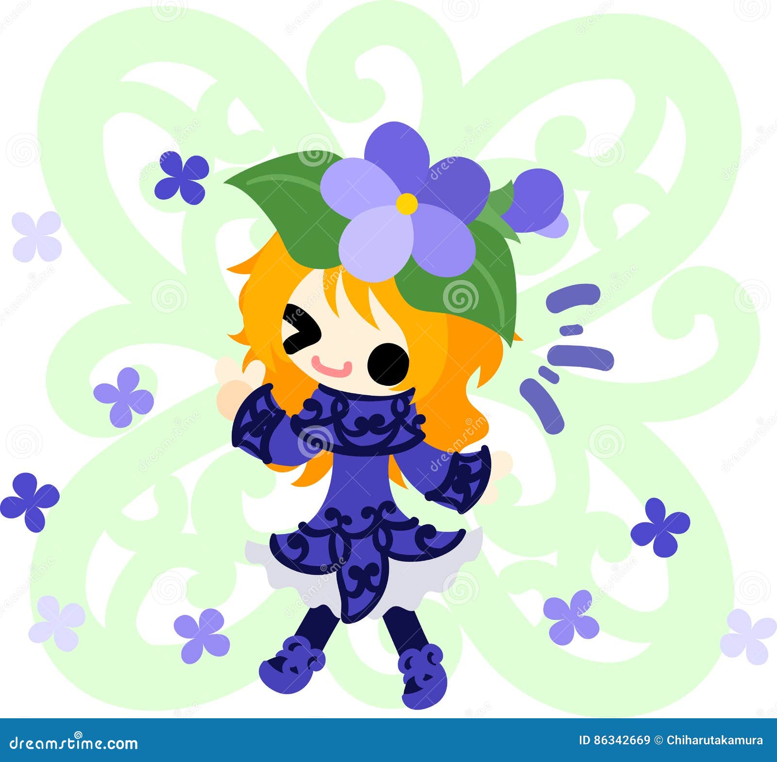 Cute violet girl stock vector. Illustration of nature - 86342669