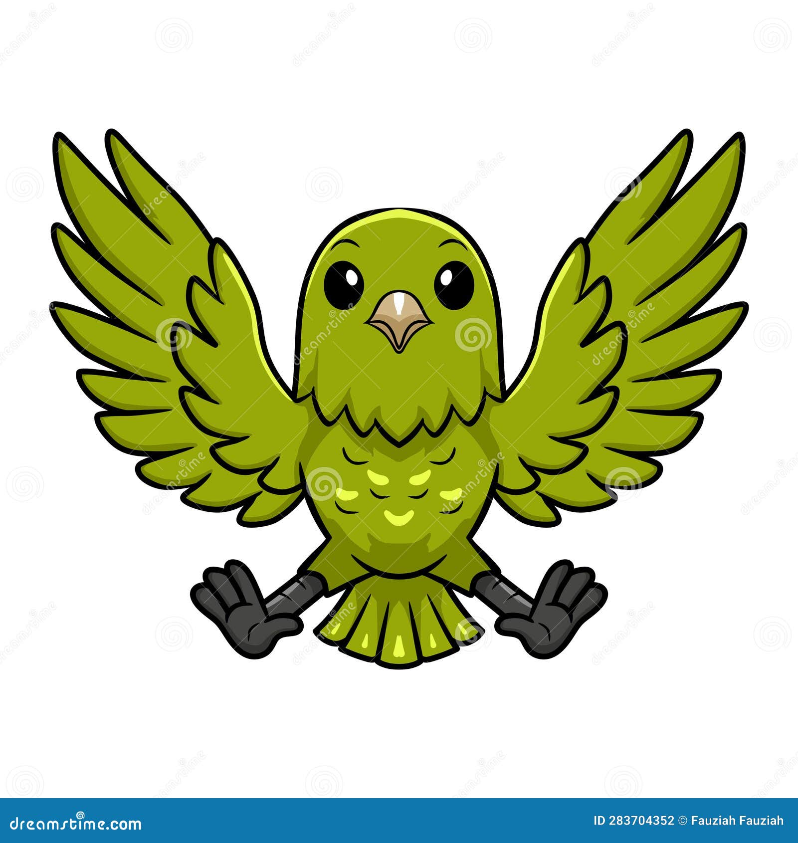 Cute Green Canary Cartoon Flying Stock Vector - Illustration of drawing ...