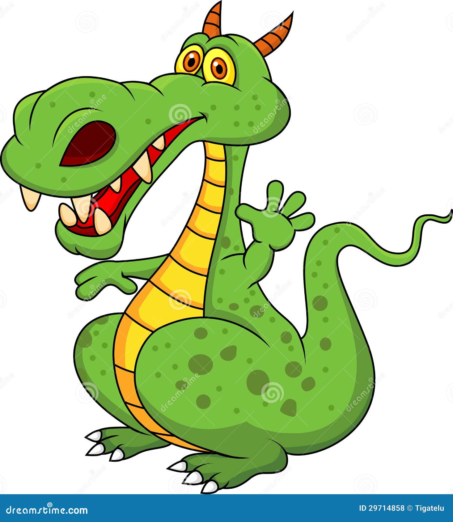 Cute green dragon cartoon stock vector. Illustration of mythical - 29714858