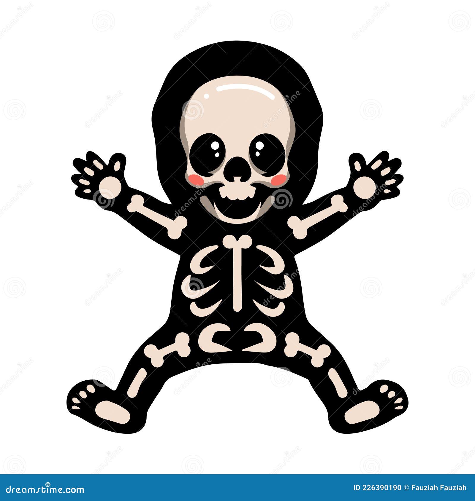 Cute Halloween Skeleton Cartoon Posing Stock Vector - Illustration of ...