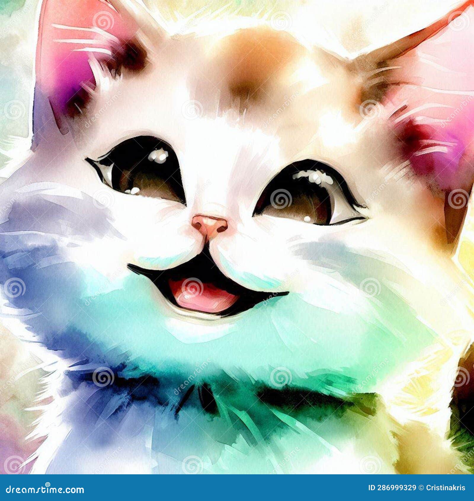 Illustration of Cute and Happy Cat Stock Illustration - Illustration of ...