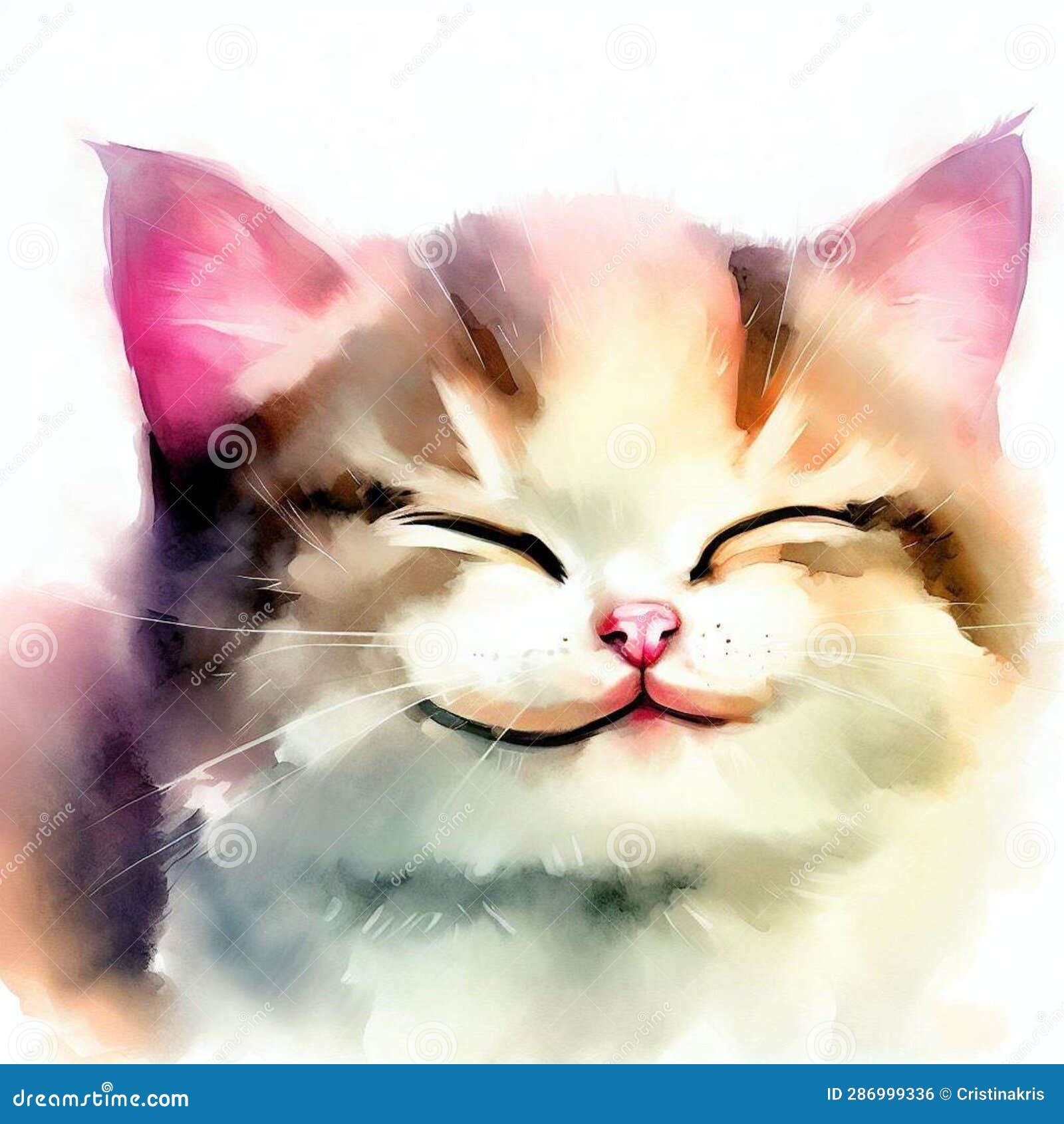 Illustration of Cute and Happy Cat Stock Illustration - Illustration of ...