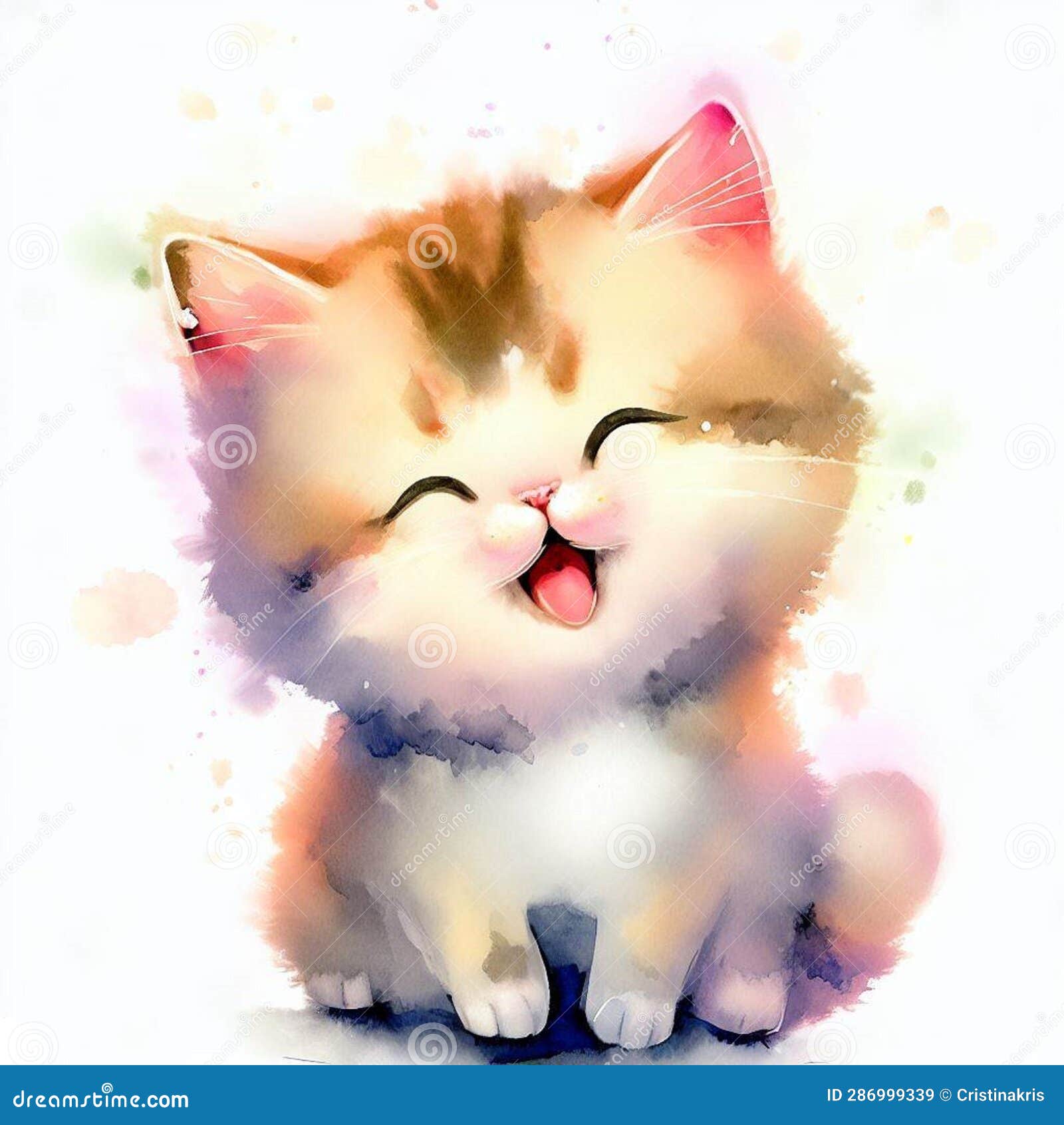 Illustration of Cute and Happy Cat Stock Illustration - Illustration of ...