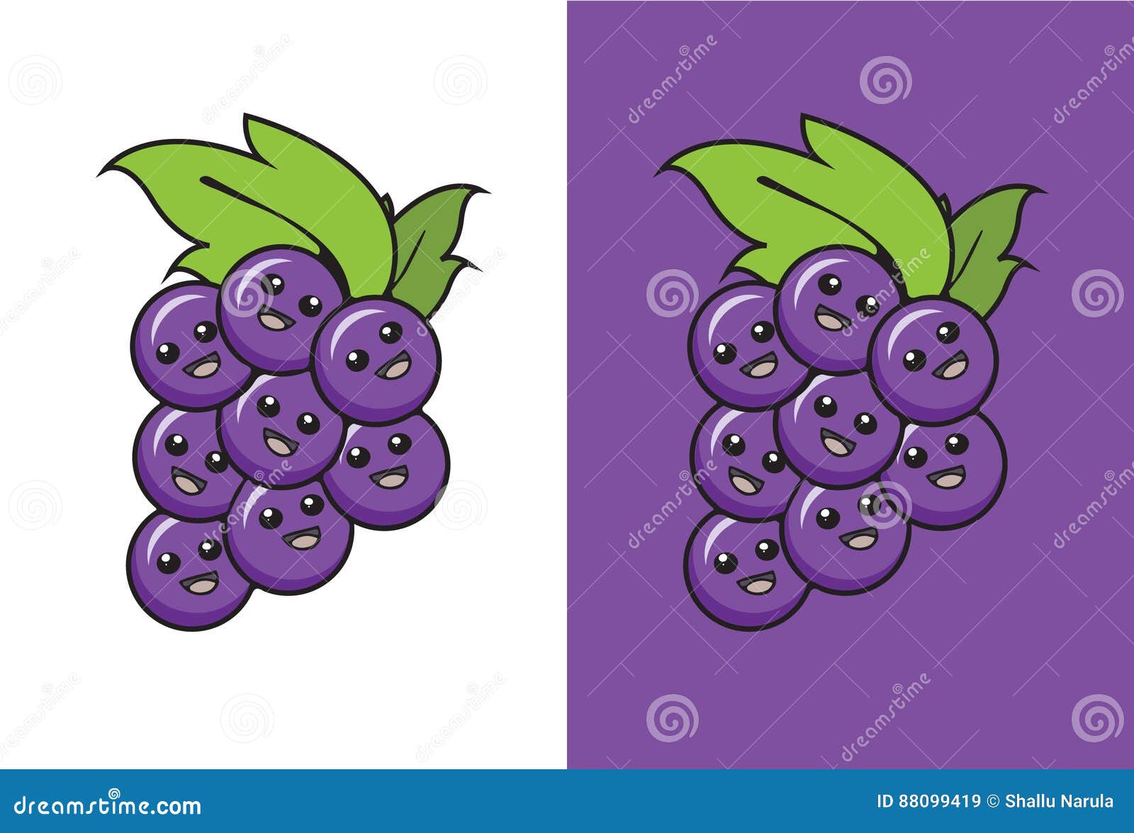 Illustration of a Cute Happy Grapes. Stock Illustration - Illustration ...