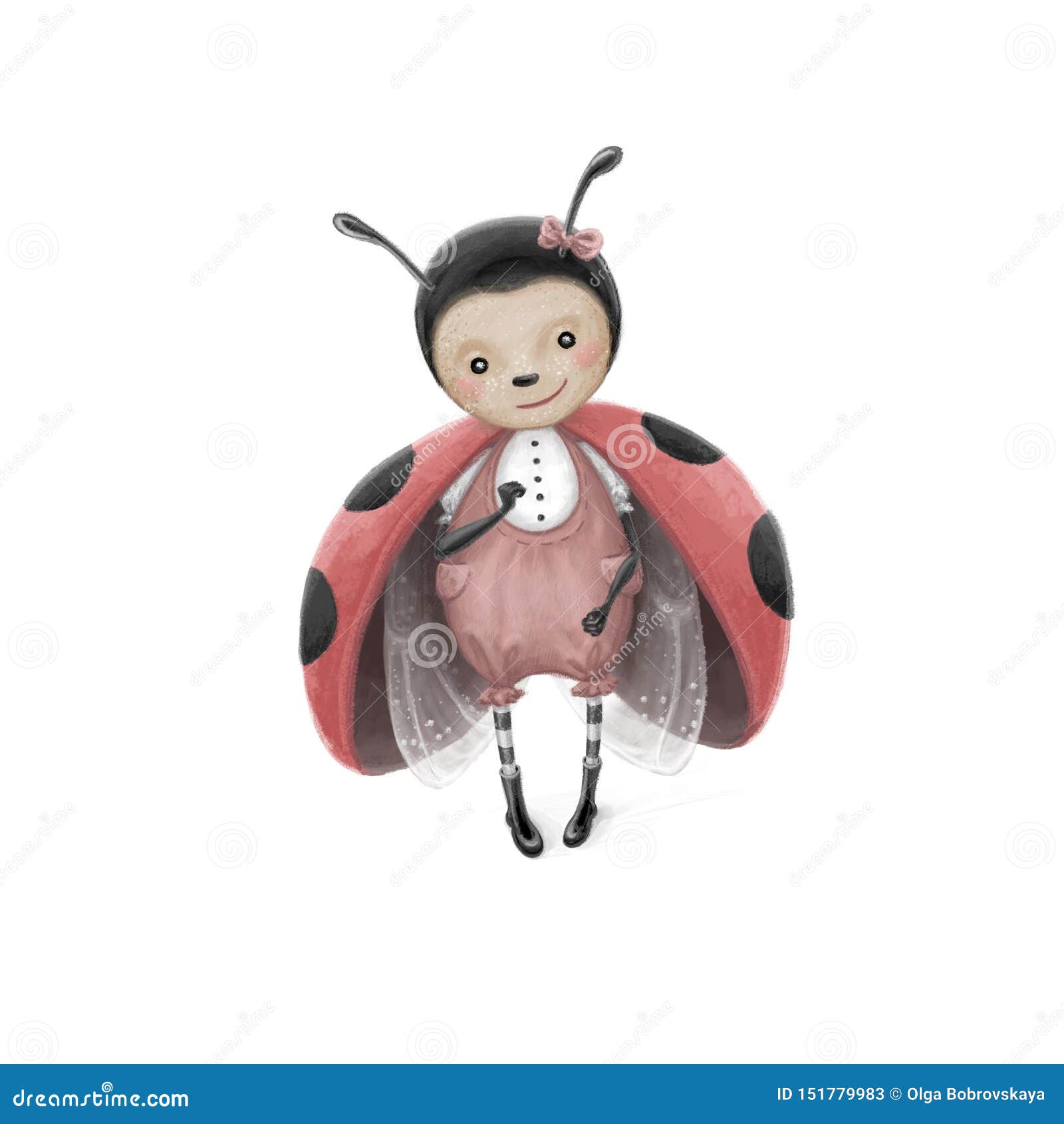 Illustration of Cute and Happy Standing Ladybug Stock Illustration ...
