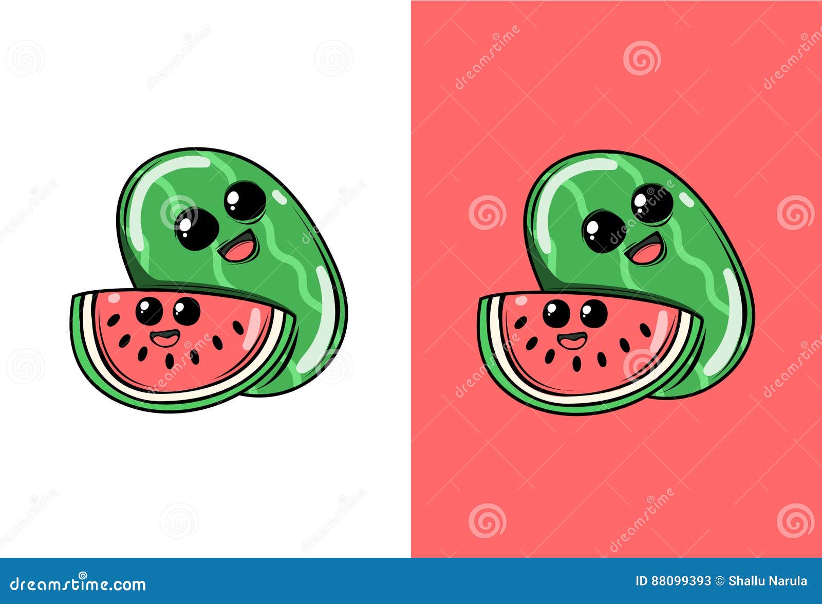 Illustration of a Cute Happy Watermelon. Stock Illustration ...