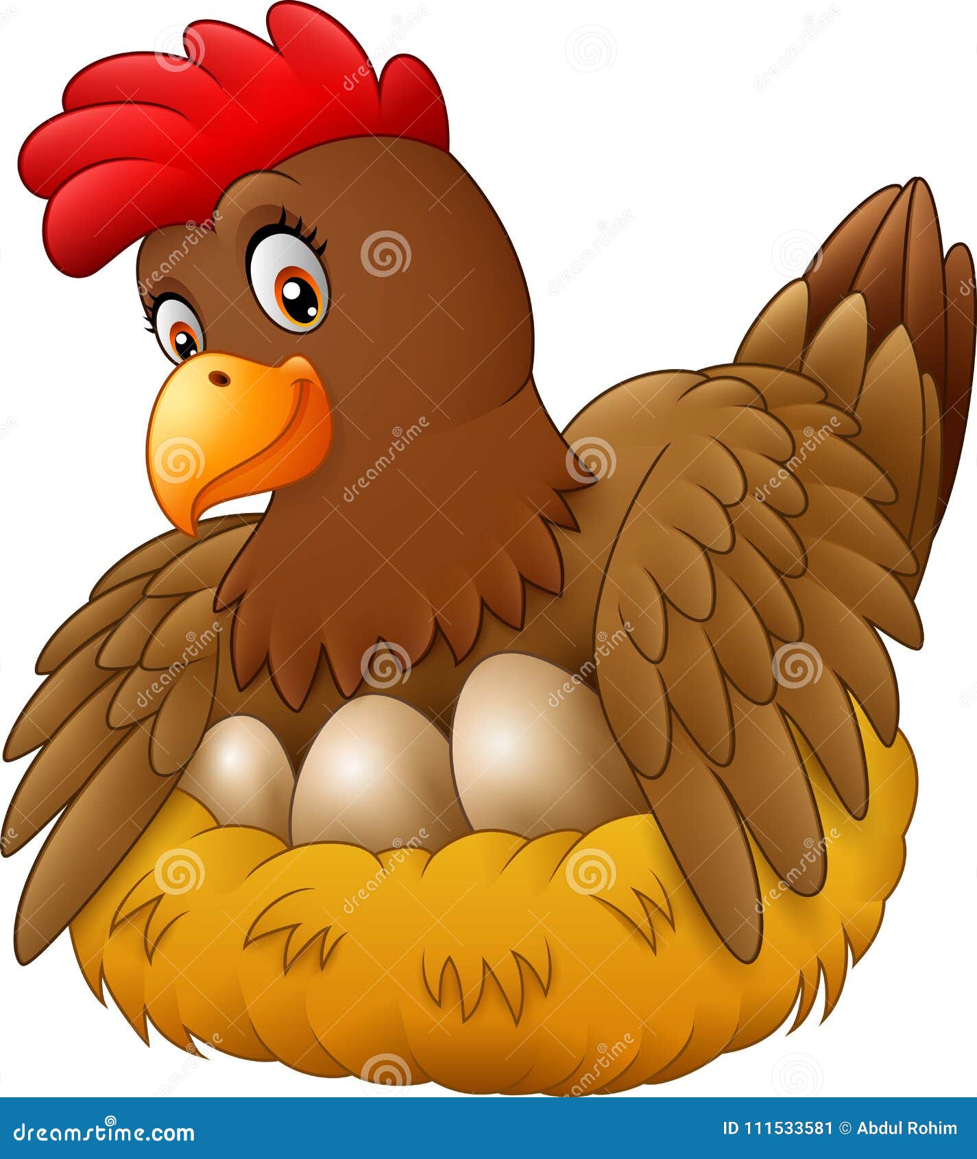 Cute Hen Brooding Her Egg Cartoon Vector | CartoonDealer.com #76116103