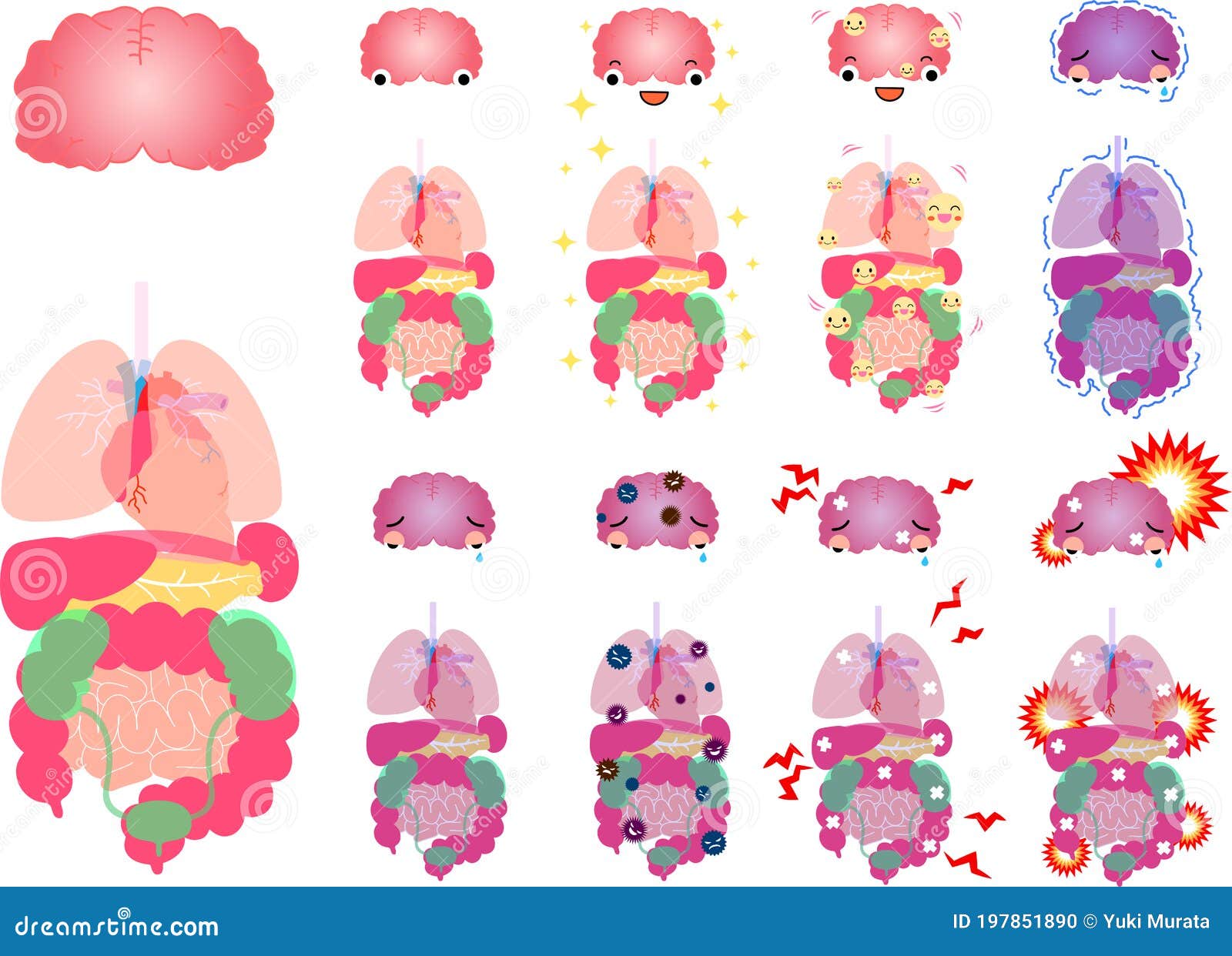 Illustration of Cute Human Organs Set Stock Vector - Illustration of ...