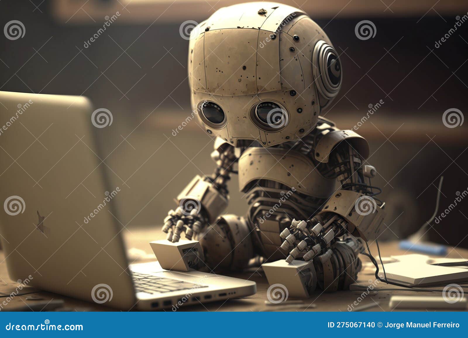Cute Humanoid Or Robot With Limbs As Artificial Intelligence Vector Set ...