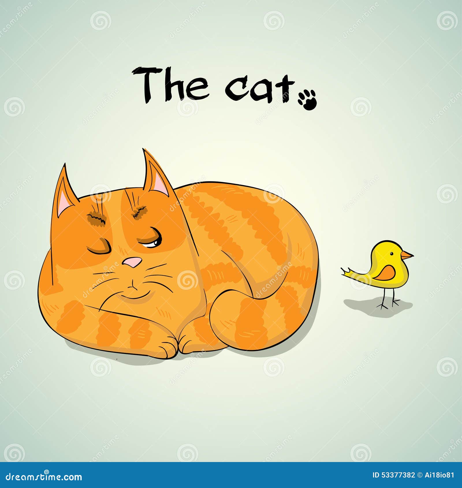 Illustration of Cute Hunting Cat. Stock Vector - Illustration of friend ...