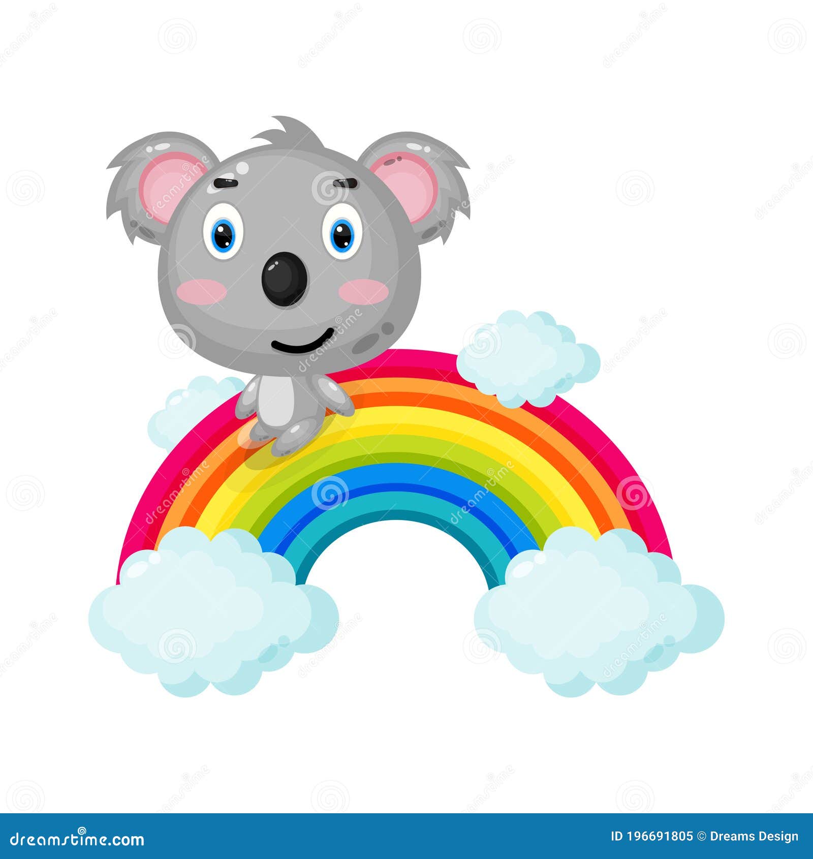 Illustration of Cute Koala Gliding on a Rainbow Stock Illustration ...
